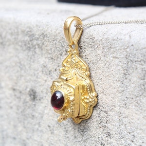 Box Pendent|golden Pendent|oval Design Square Box Pendent|garnet Stone ...