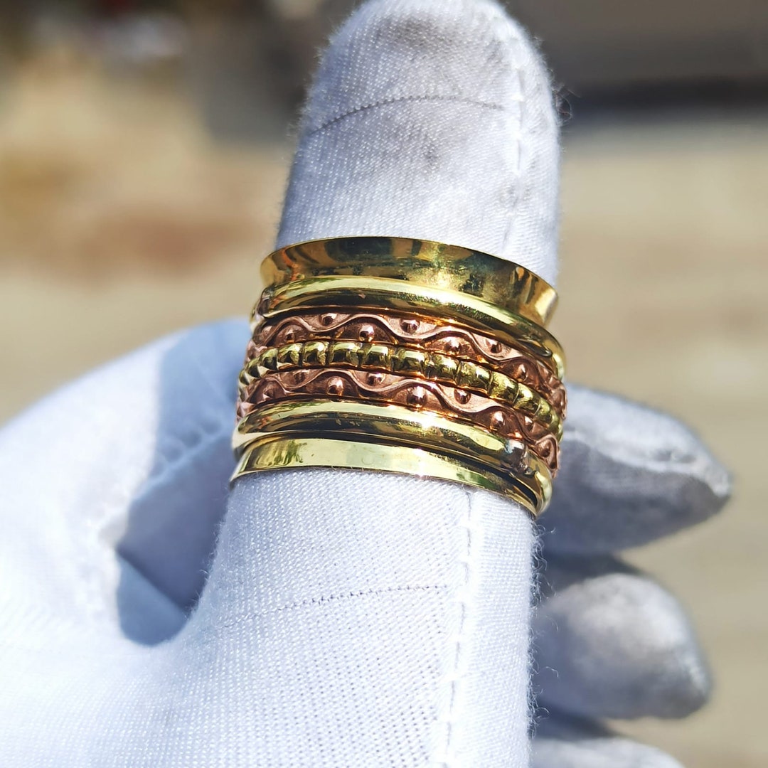 Designer Meditation Spinner Ring, Brass Material Rings for Women and ...
