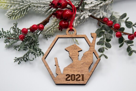 Laser Cut & Engraved Maple Class of 2021 Graduation Ornament - Etsy