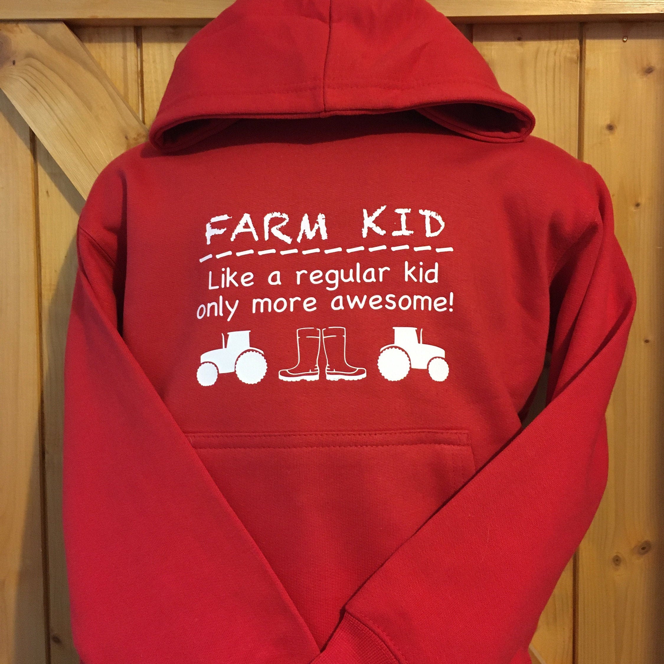 Farm Kid Hoodie - Boy - Girl - Farming - Tractor - Farmer - Children's ...