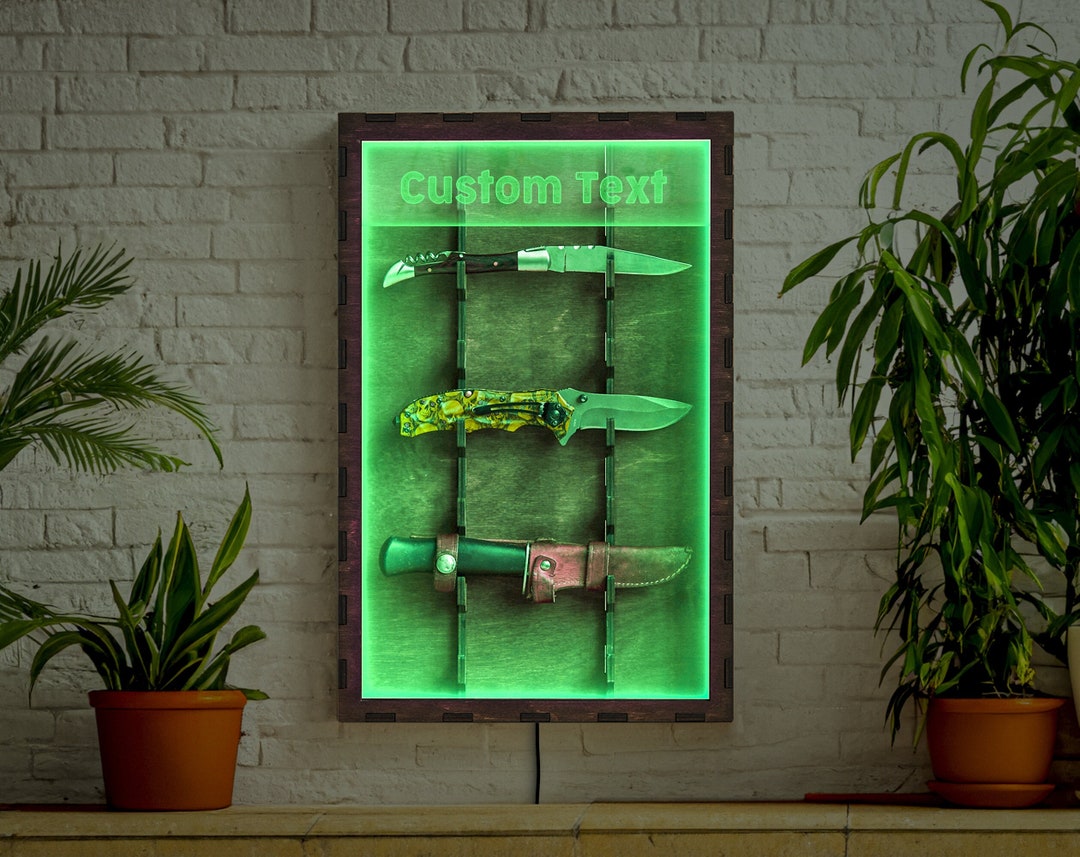 Knife Display Case Led, Knife Display Lighted, Knife Storage Wood ...