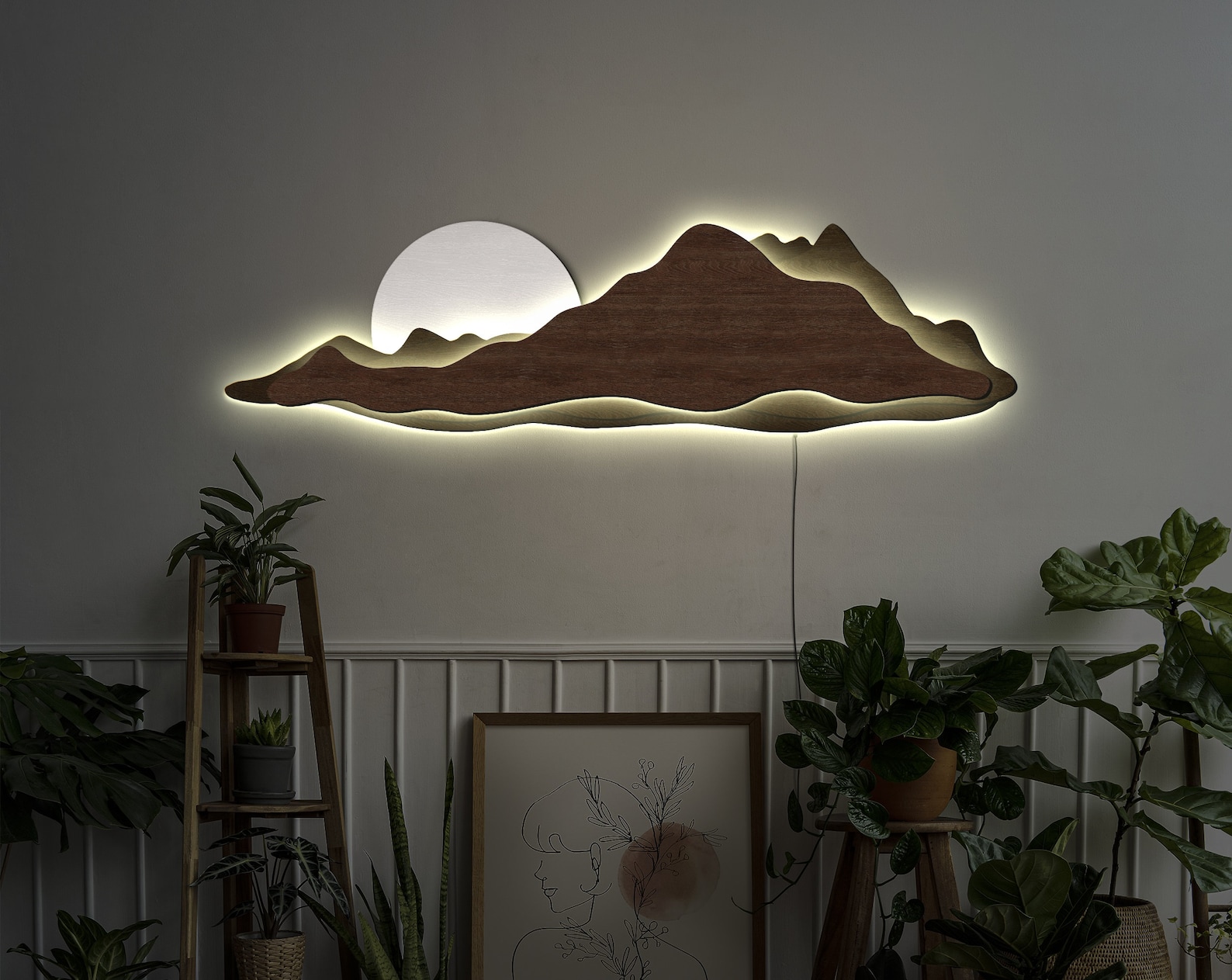 Mountain Sunset Wall Art,wooden Mountain Sign,mountain Neon Light Sign ...