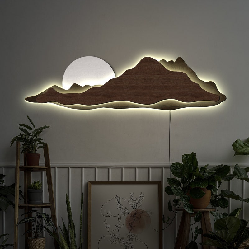 Mountain Wall Art Light Up - Etsy