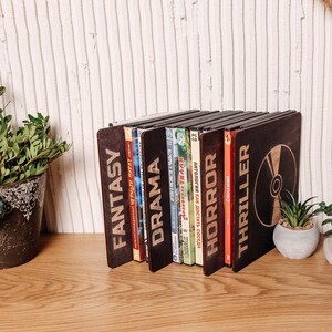 Dvd Dividers, Book Dividers,book Dividers Wood, Book Genre Separators ...