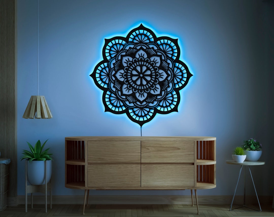 Mandala Led Custom Sign,mandala Wood Wall Decor,mandala Night Light ...