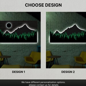 Led Mountain Wall Art, Mountain Night Light, Forest Wall Art, Mountains ...