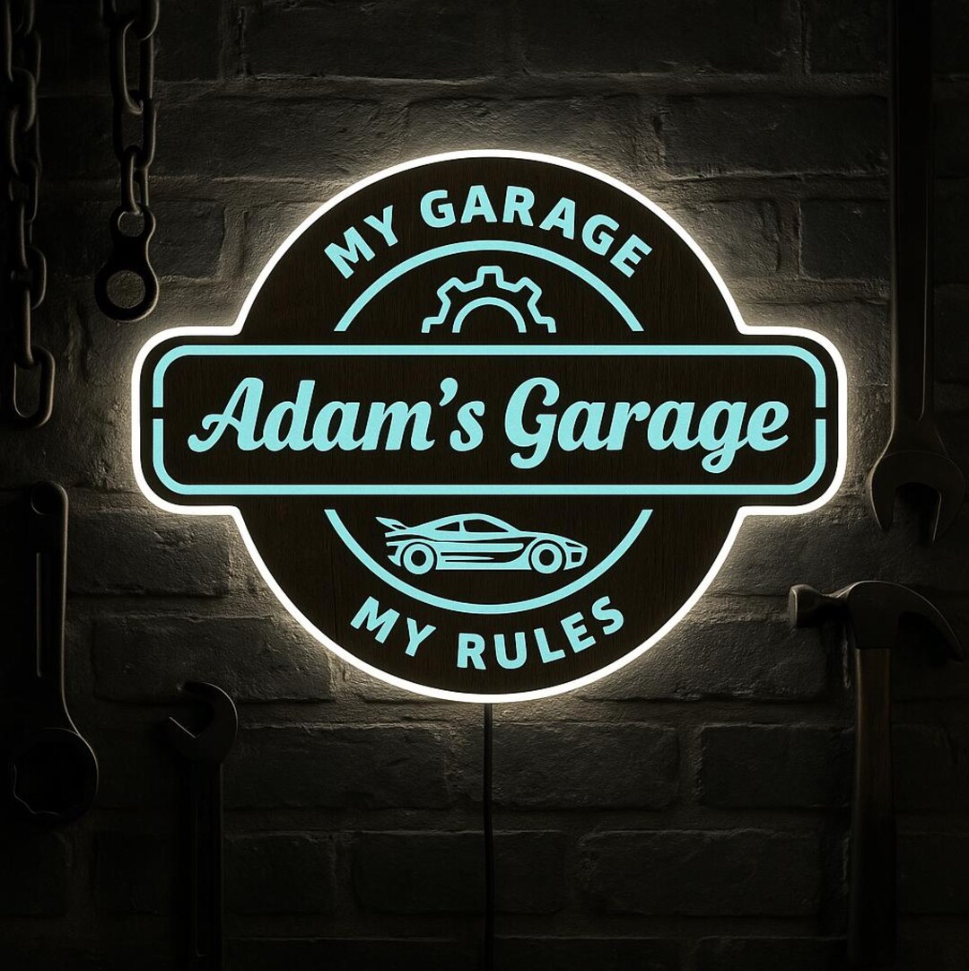 Custom Garage Led Sign, Garage Neon Sign, Dad's Garage Led Sign, Garage ...