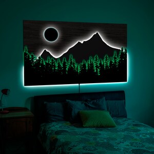 Led Mountain Wall Art, Mountain Night Light, Forest Wall Art, Mountains ...