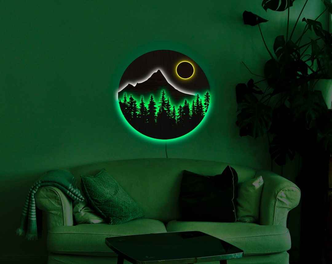 Mountain Led Wall Light, Mountain Wall Art Light Up, Mountain Wall Art ...