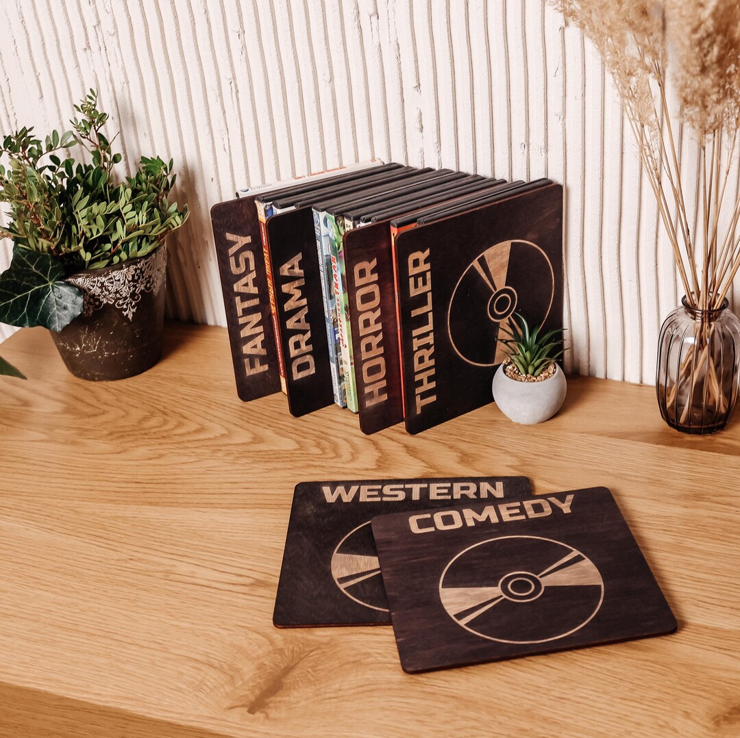 Dvd Dividers, Book Dividers,book Dividers Wood, Book Genre Separators ...
