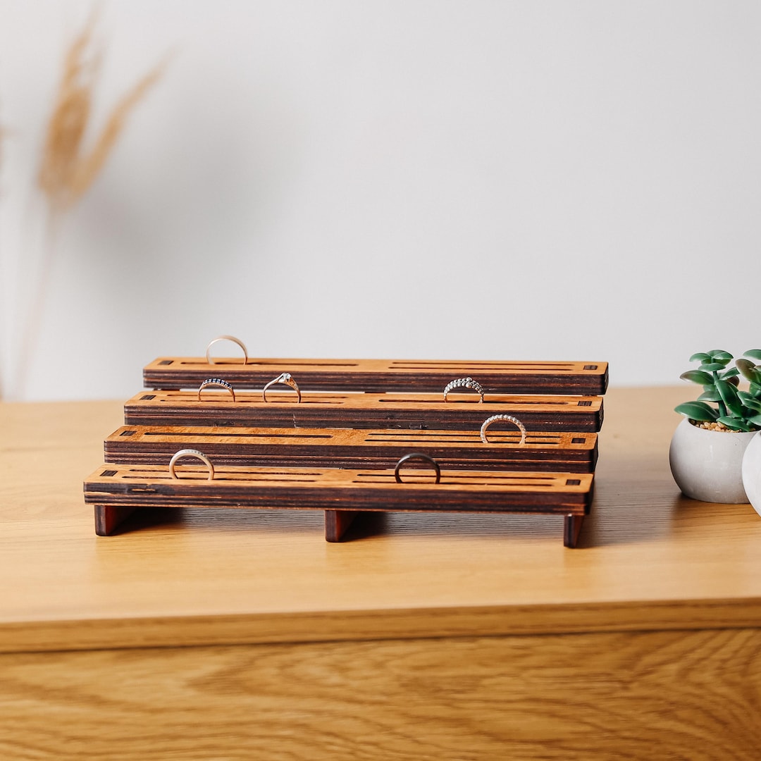 Ring Wood Holder,wood Ring Display Case,tiered Ring Display,ring ...
