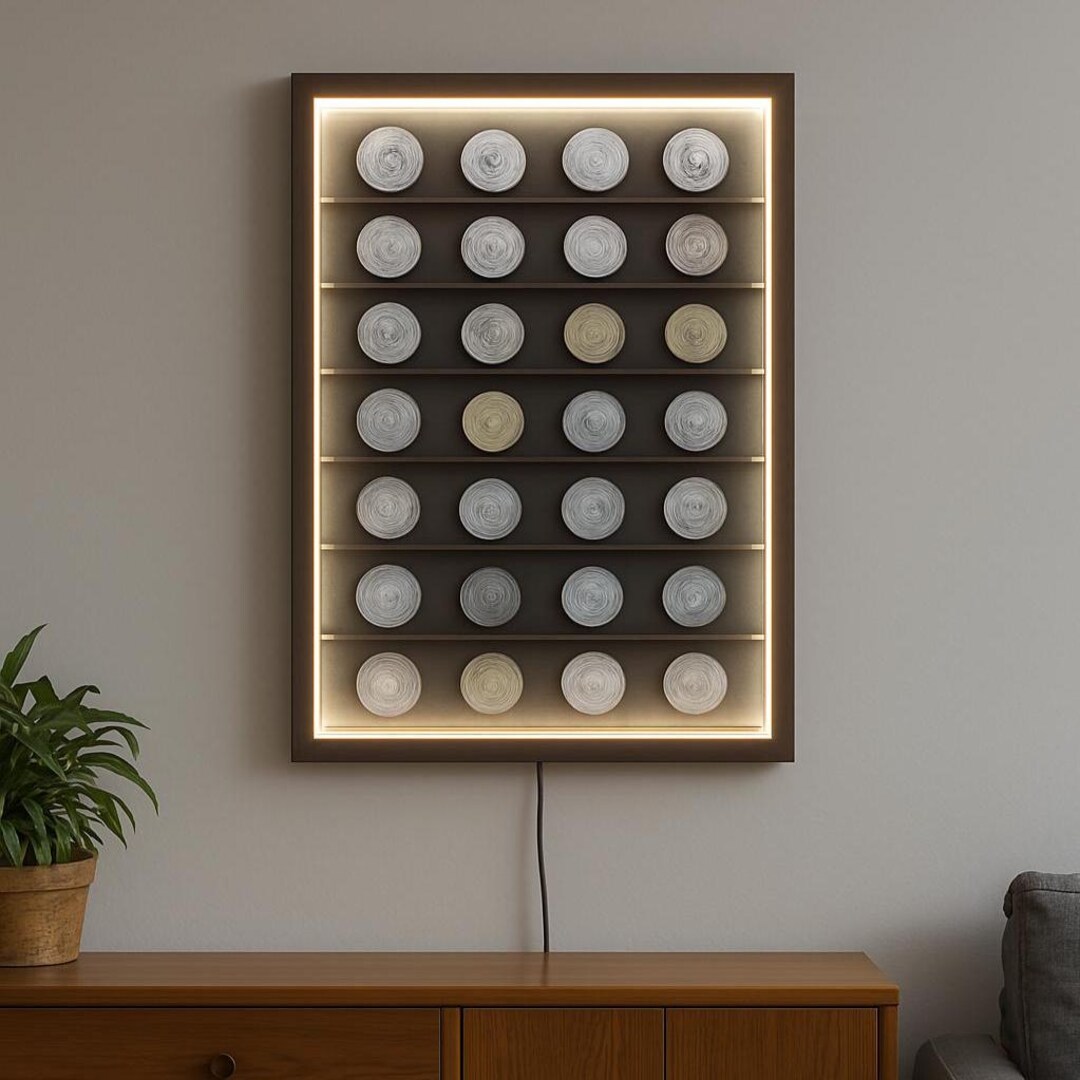 Coin Display Case Wall With Led,coin Display Cabinet,wood Coin Holder ...