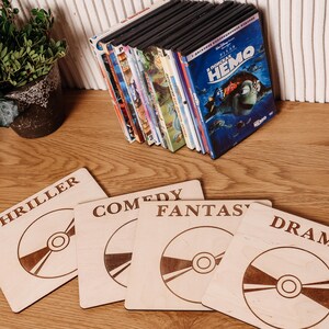 Dvd Dividers, Book Dividers,book Dividers Wood, Book Genre Separators ...