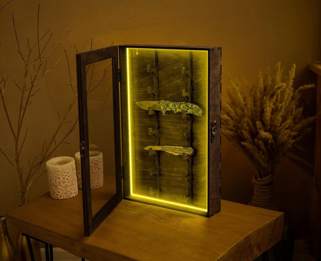Knife Display Case With Led, Custom Knife Holder, Knife Storage, Pocket ...