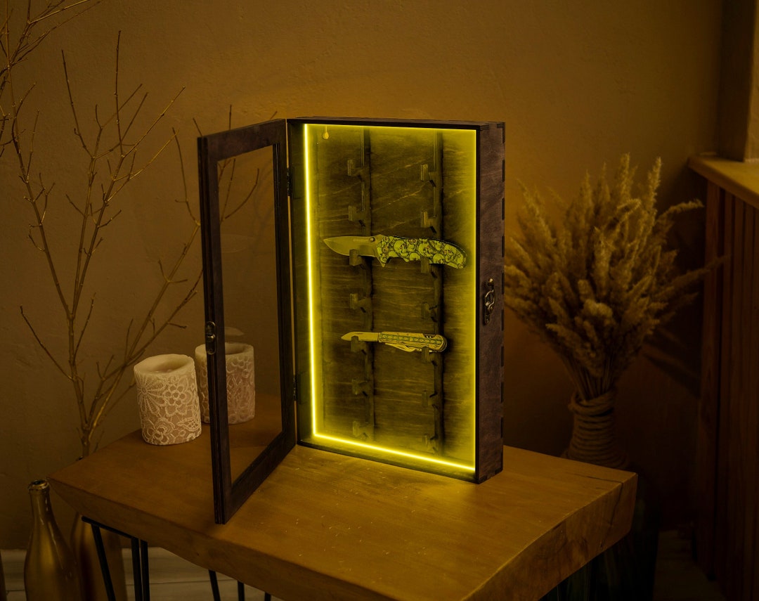 Knife Display Case With Led, Custom Knife Holder, Knife Storage, Pocket ...