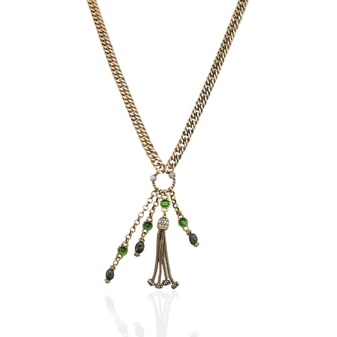 Gold Charm Necklace, Jade Necklace, Gold Filled Chain Necklace, Cuban ...