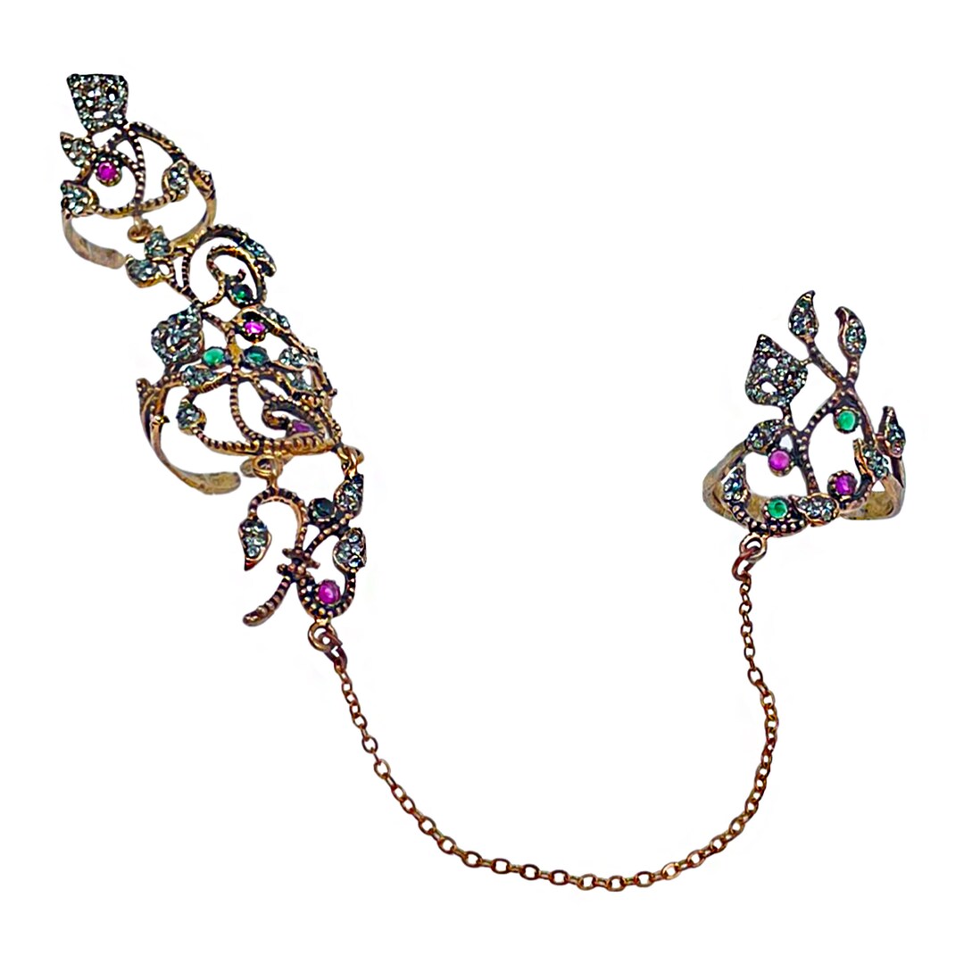 Adjustable Crystal Hand Chain, Finger Chain Ring, Dainty Ring, Handmade ...