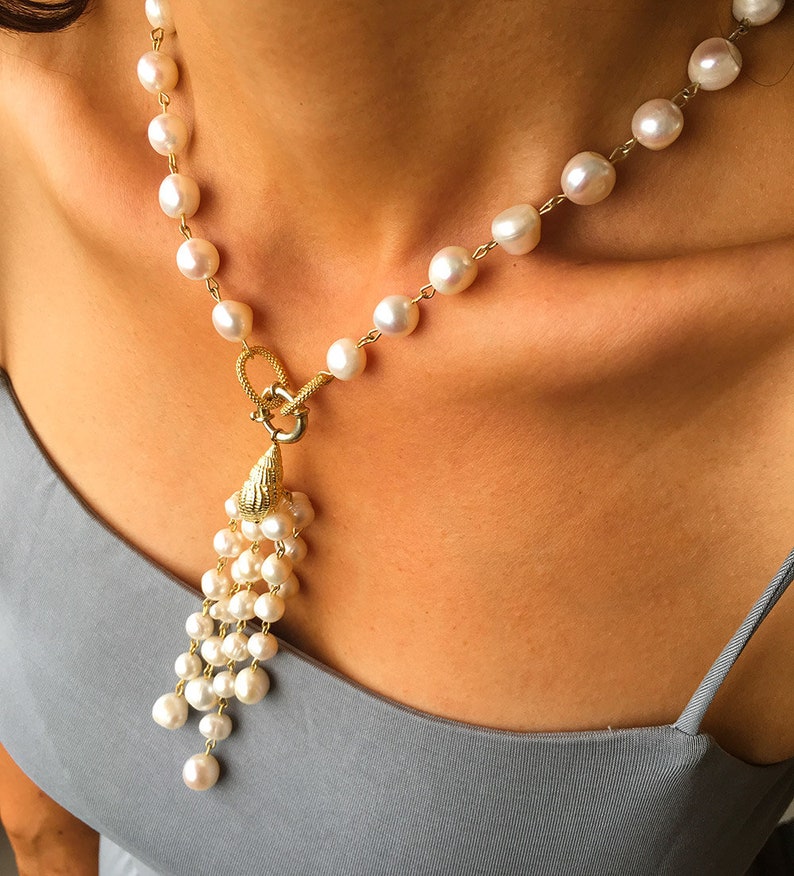 Freshwater Pearl Necklace 925 Sterling Silver Natural Pearl Etsy