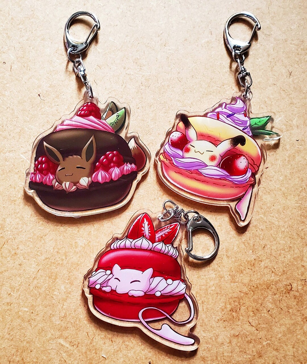 Pokemon Macaron Charms (mew, Eevee, Pikachu) - Etsy