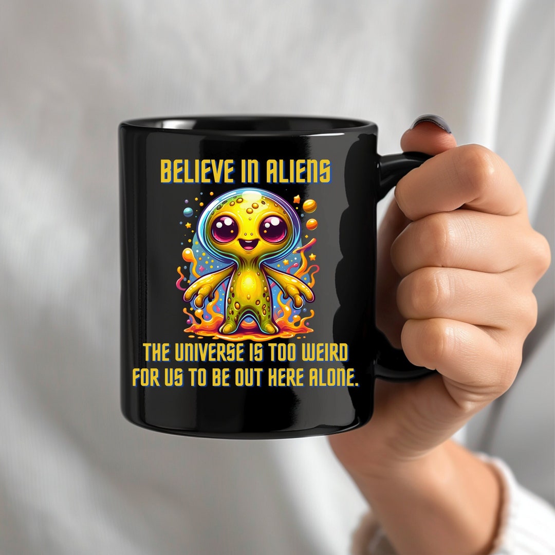 Funny Yellow Alien Coffee Mug Gift for Sci-fi Lover, Cute Alien Coffee ...