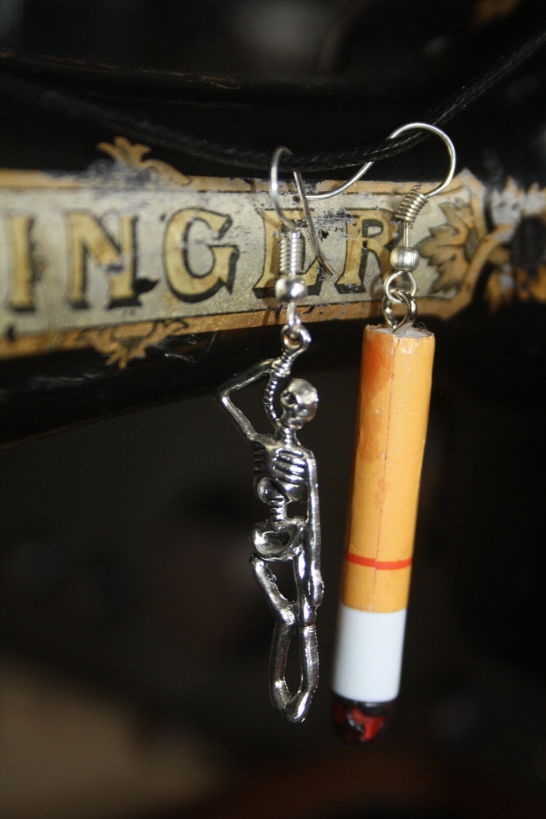 Skeleton Noose Cigarette smoking Kills Earrings - Etsy