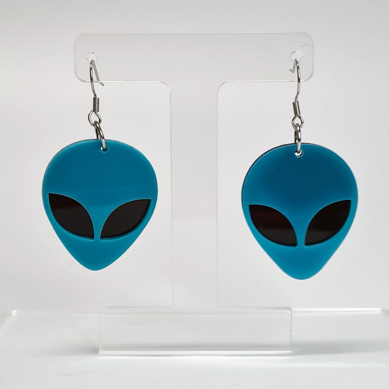 Alien Head Earrings Blue - Etsy