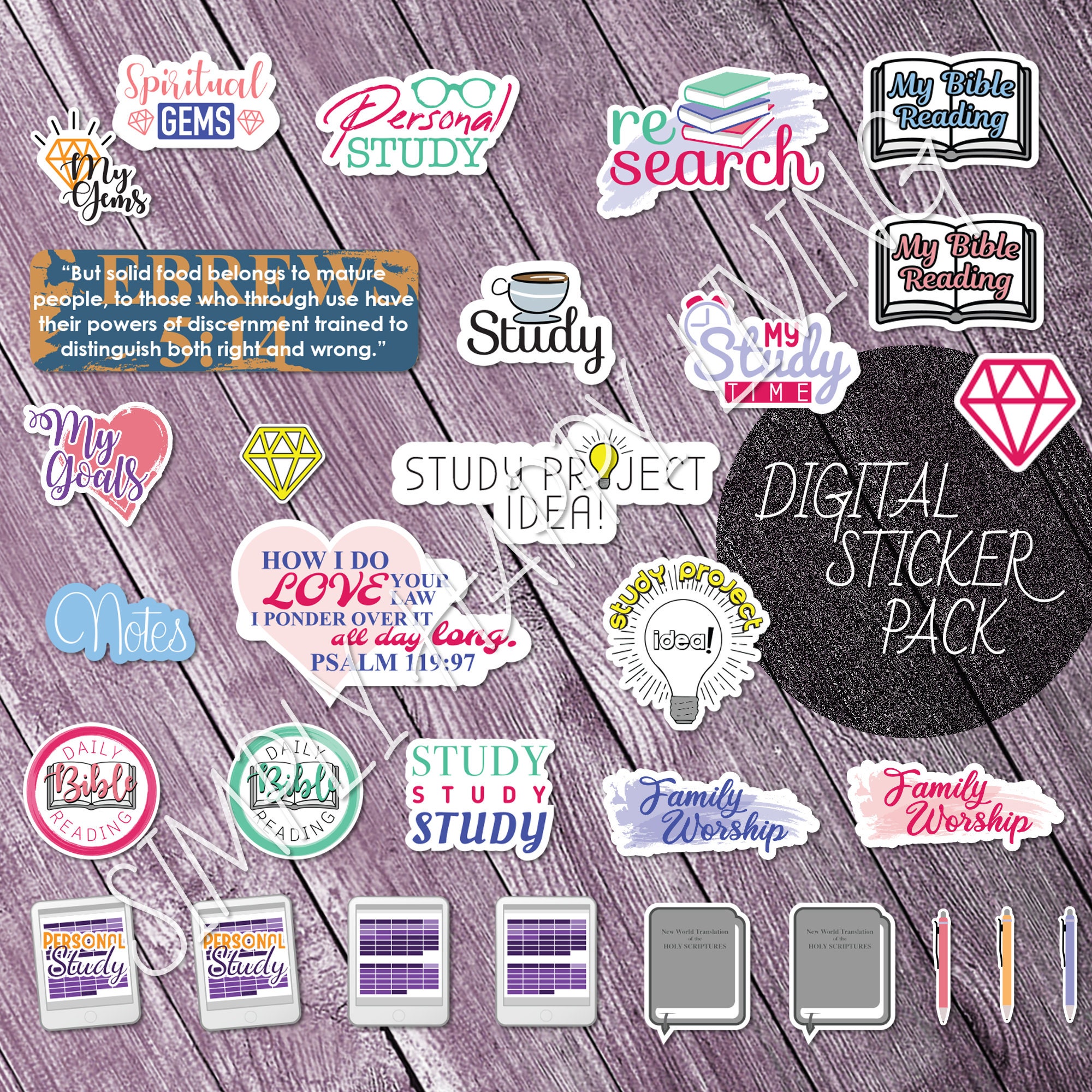 Personal Study Digital Sticker Pack - Etsy