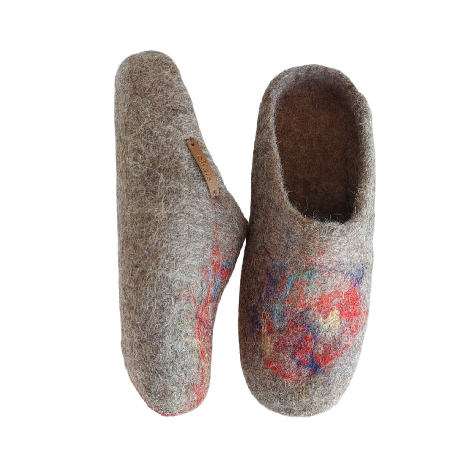 Cozy Felted Slide Wool Slippers, Irida Design,color Beige - Etsy