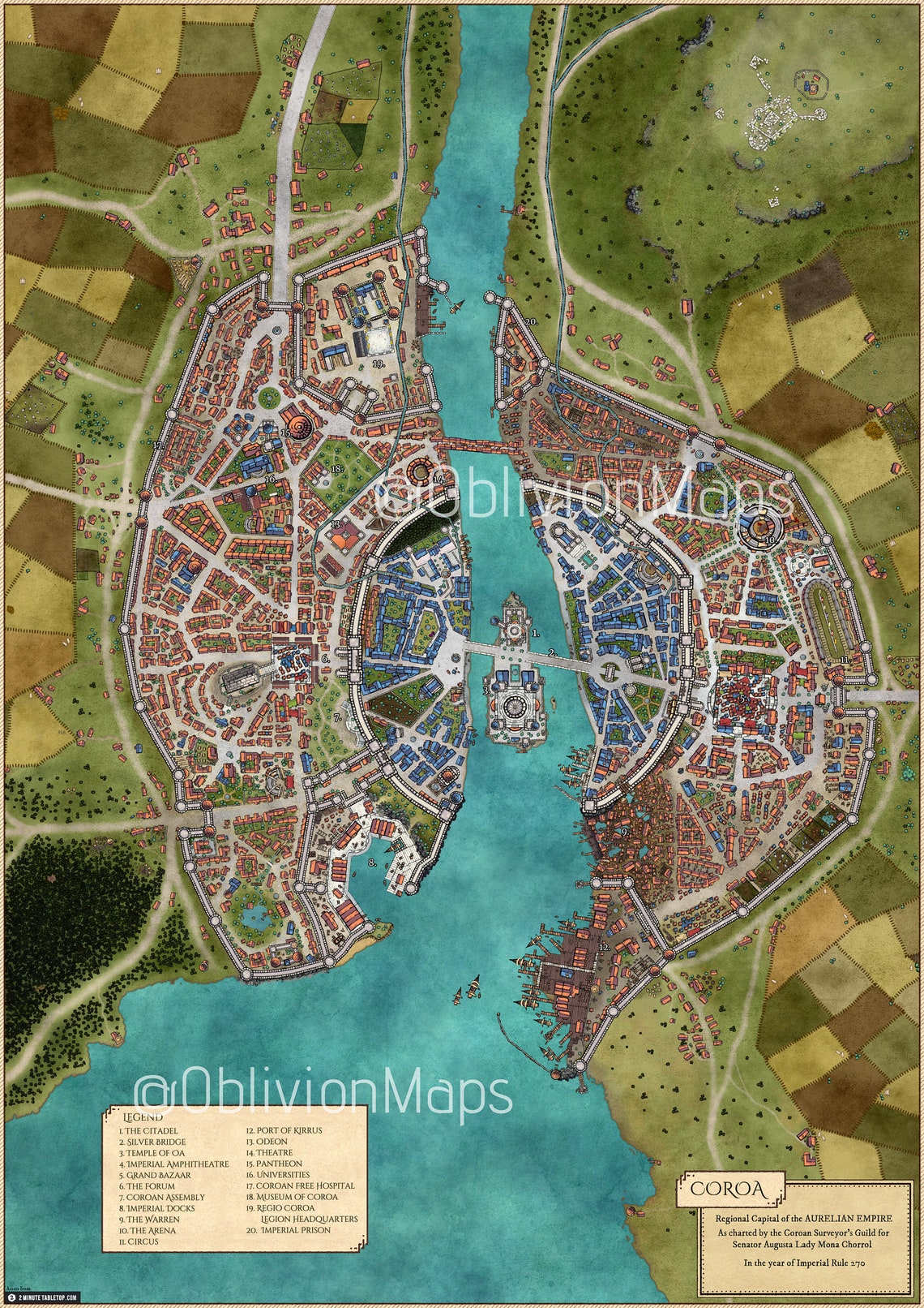 Fantasy City Map Digital Rpg Game Map D&d Dnd Poster Art Print - Etsy