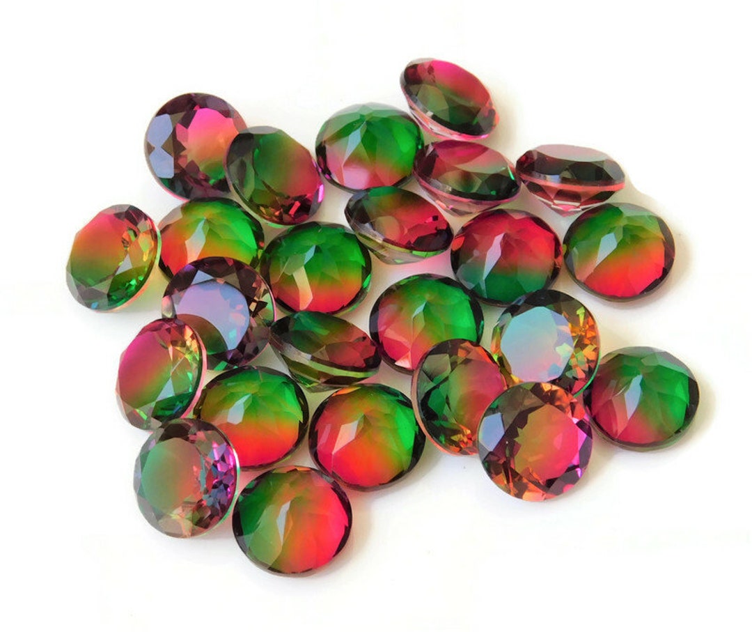 Watermelon Color Quartz Multi Color Stone Doublet Quartz Faceted Round ...