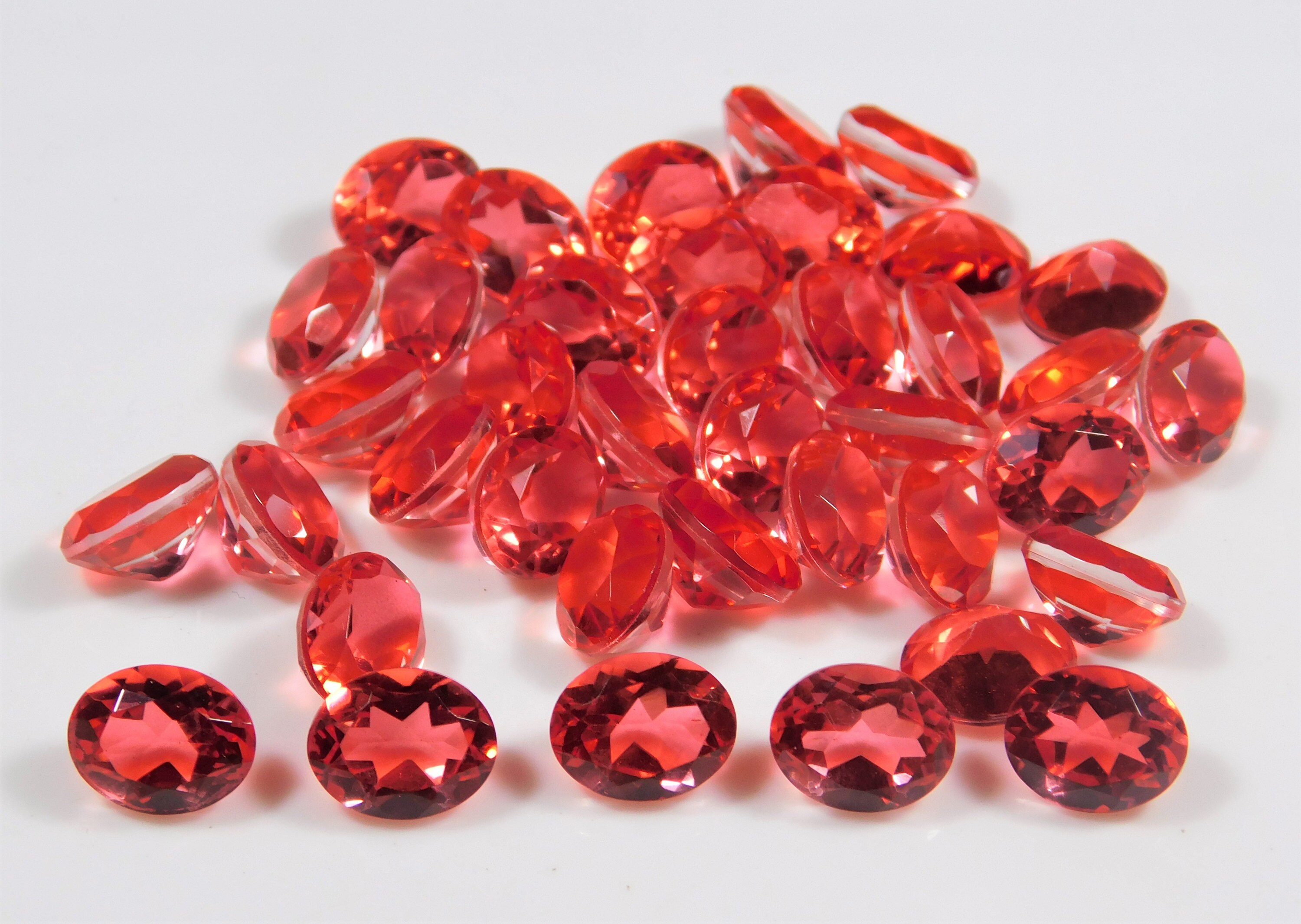 Red Color Sun Fire Doublet Quartz Faceted Stone Oval Shape - Etsy