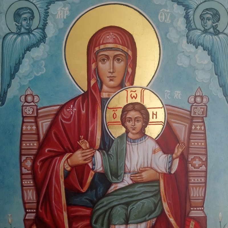 Theotokos Icon Blue - Etsy