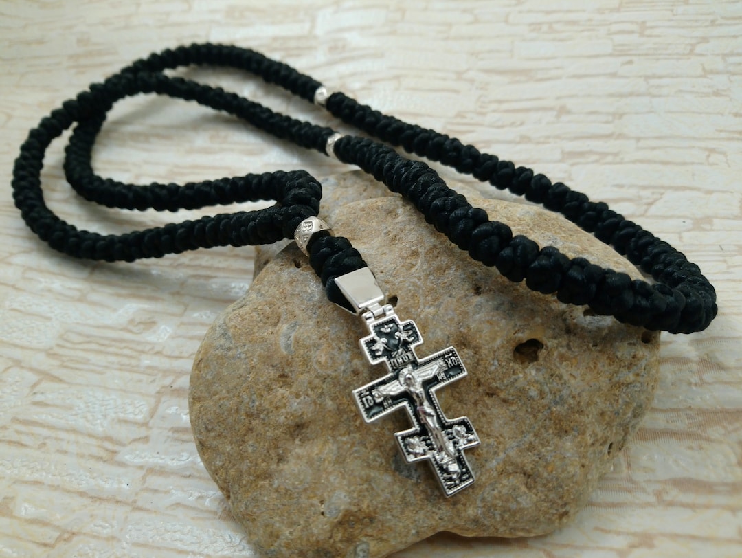 Chotki 50-150 Knot Orthodox Prayer Rope: Black Komboskini Rosary With ...