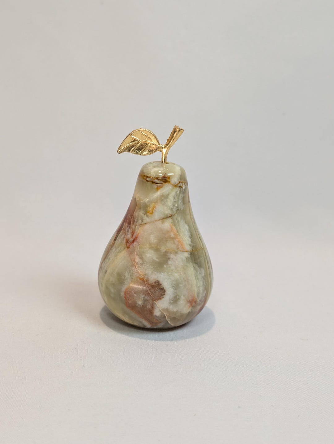 Marbled Onyx Pear, Hand Carved, Natural Stone, Marble Sculpture, Paper ...