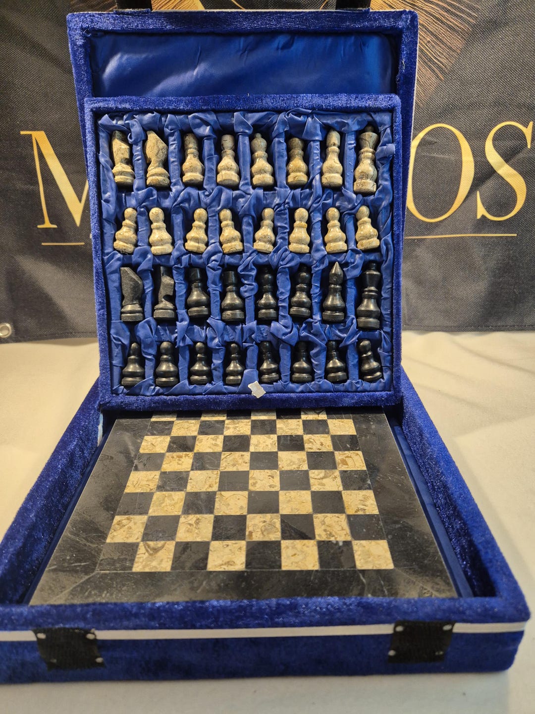 Elegant 8x8 Onyx Chess Set: Marble Board, Valentine Days Gift Velvet ...