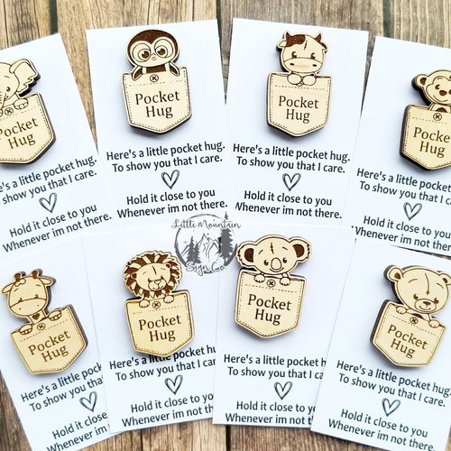 Animal Pocket Hug Back to School Animal Wooden Pocket Hug - Etsy