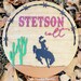 Western Cowboy Bronc Riding, Name Sign, Personalized Nursery Round Sign ...