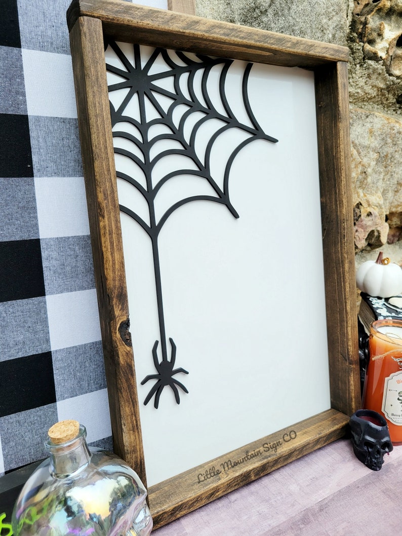 Spider Web Spider Sign Farmhouse Halloween Sign Wood Sign - Etsy
