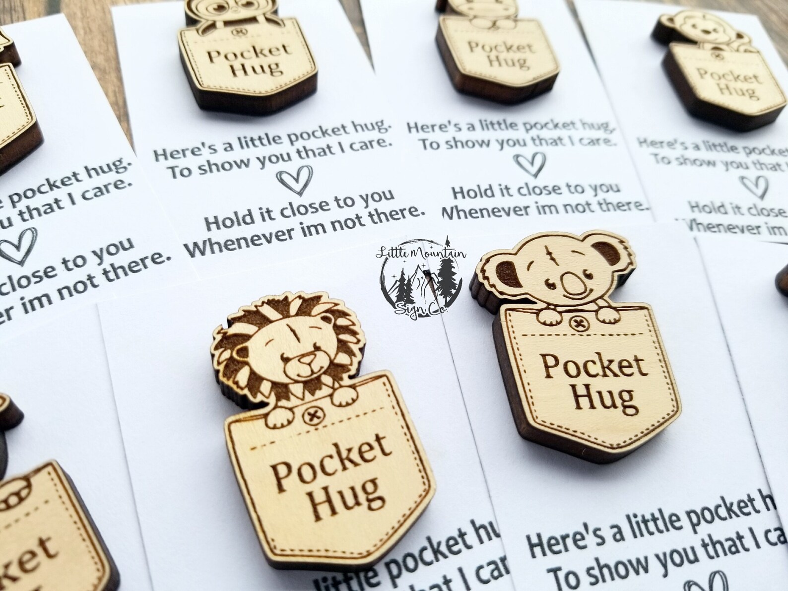Animal Pocket Hug, Back to School, Animal Wooden Pocket Hug, Token ...