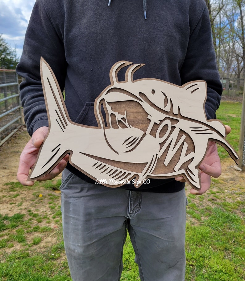 Catfish Sign Personalized Name Sign Wood Sign Father's - Etsy