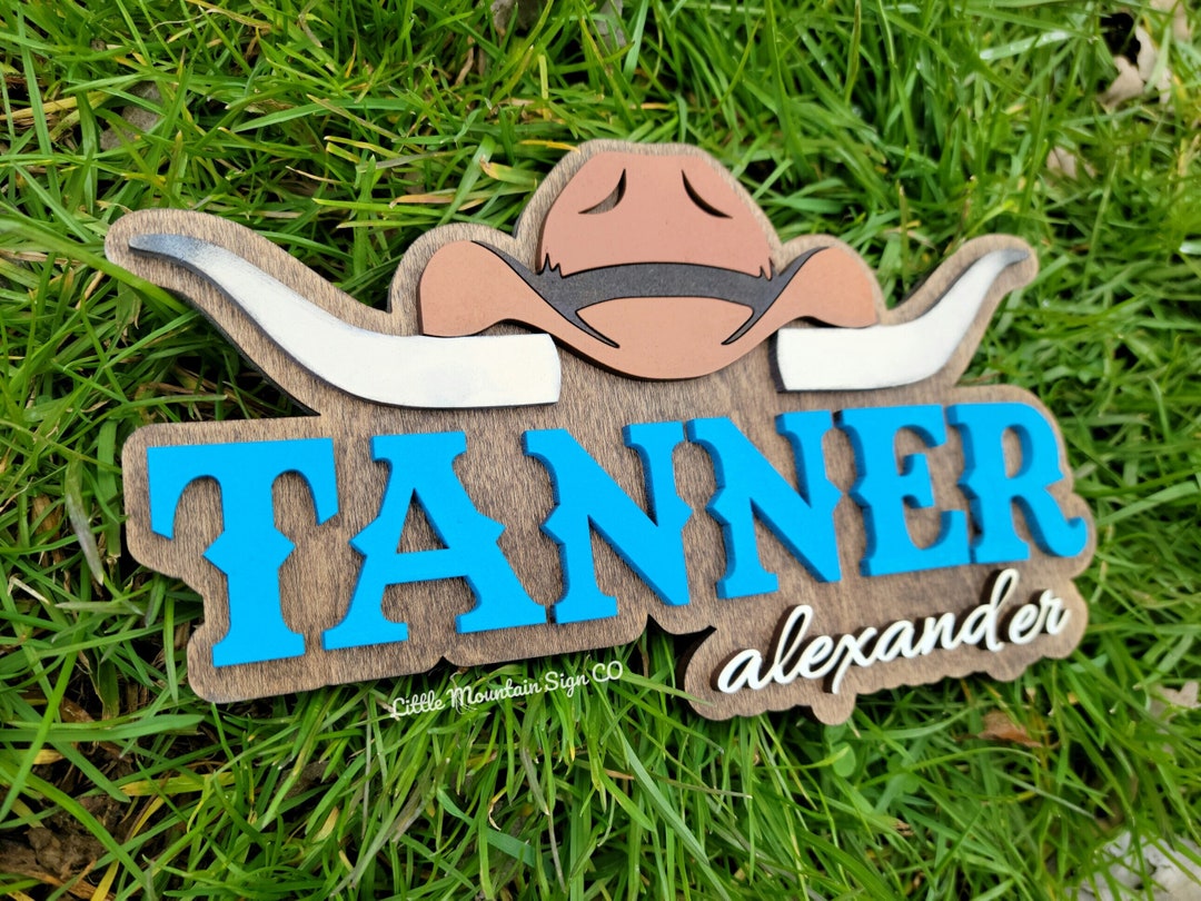 Western Cowboy Name Sign,3d, Personalized Nursery Sign, Long Horn ...
