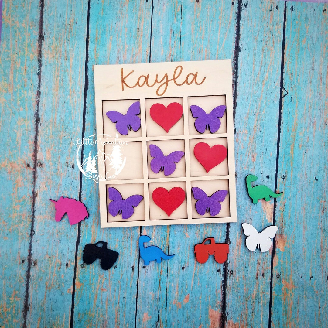 Personalized Valentine's Day Tic Tac Toe Wood Game Board, Kids Gift ...