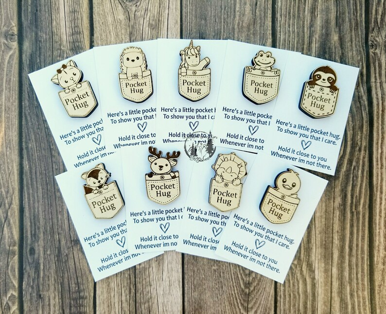 Animal Pocket Hug Back to School Animal Wooden Pocket Hug - Etsy