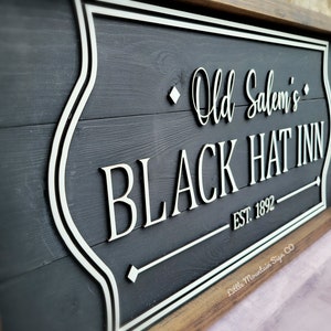 3D Old Salem’s Black Hat Inn Sign, Farmhouse Wood Sign , Halloween Sign ...