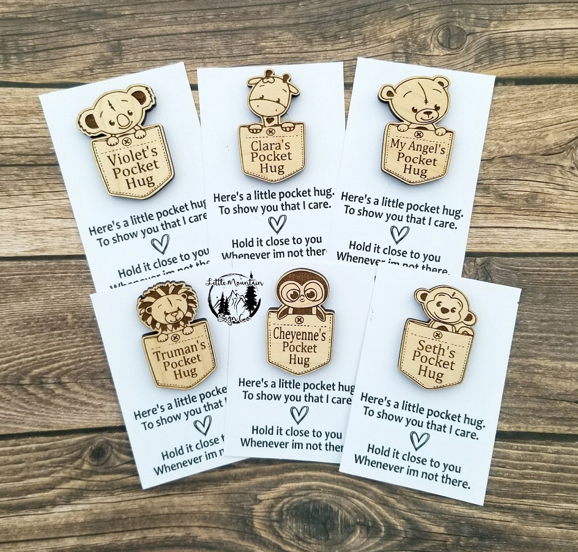 Animal Pocket Hug Back to School Animal Wooden Pocket Hug - Etsy