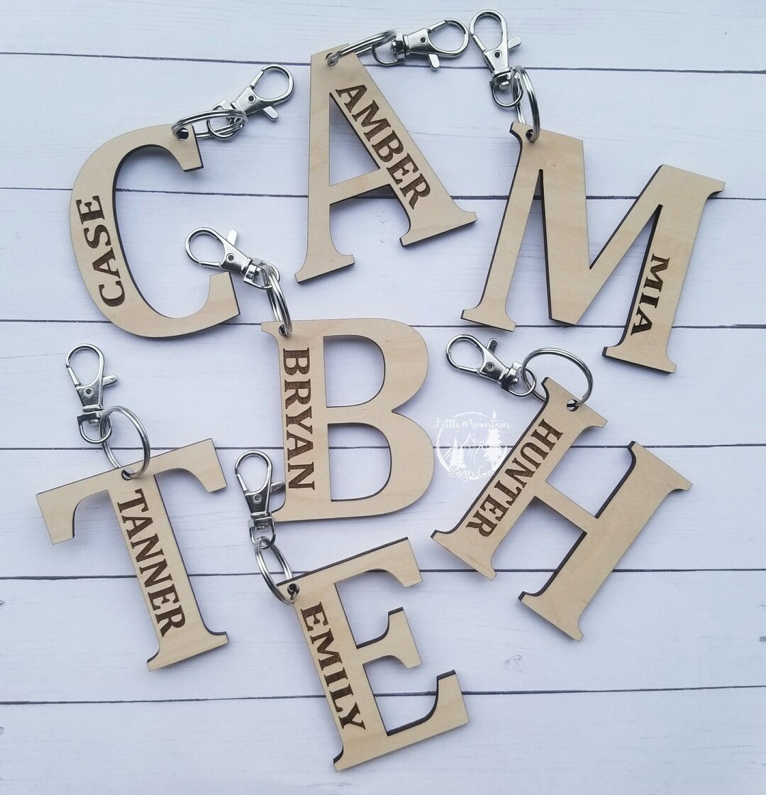 Personalized Wood Name Keychain, Back to School, Monogram, Kids Name ...