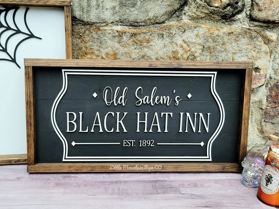 3D Old Salems Black Hat Inn Sign Farmhouse Wood Sign - Etsy