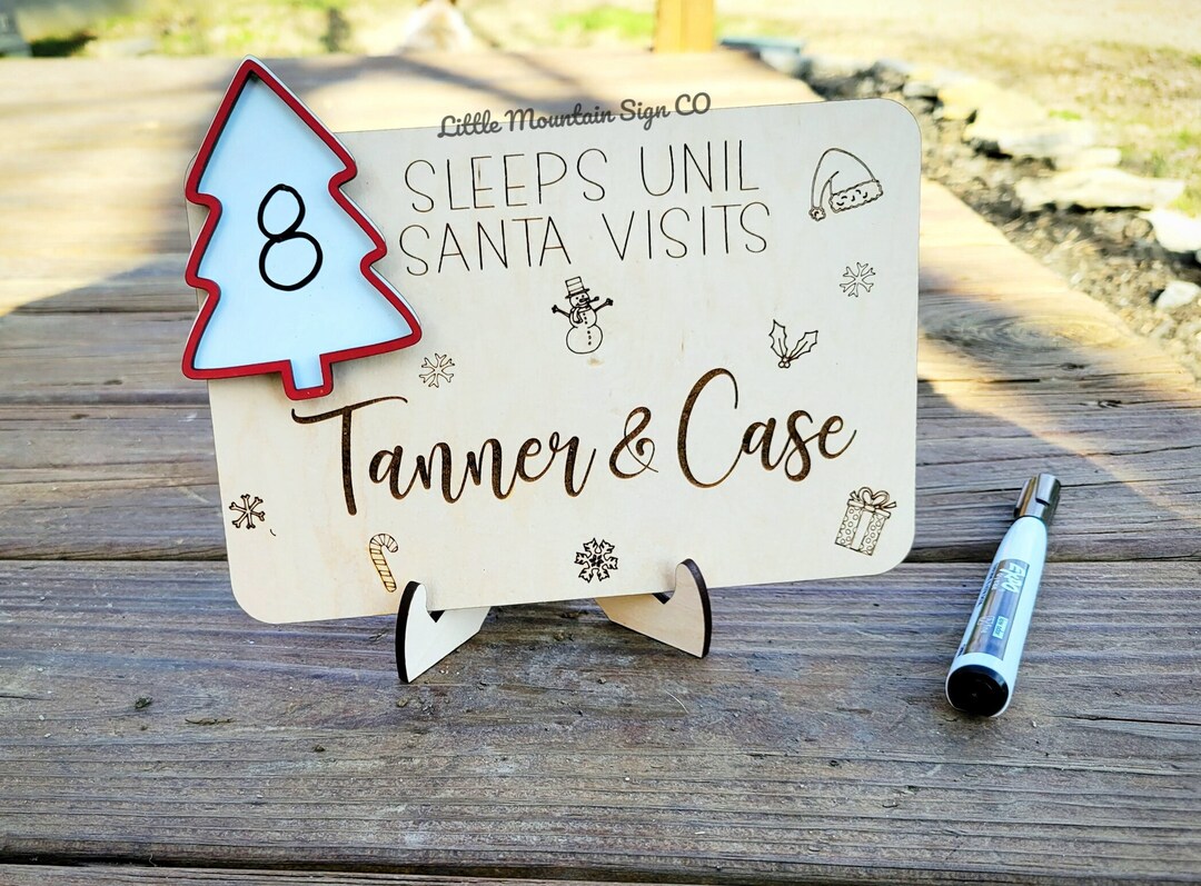 Sleeps Until Santa Visits, Personalized Christmas Countdown, Christmas ...