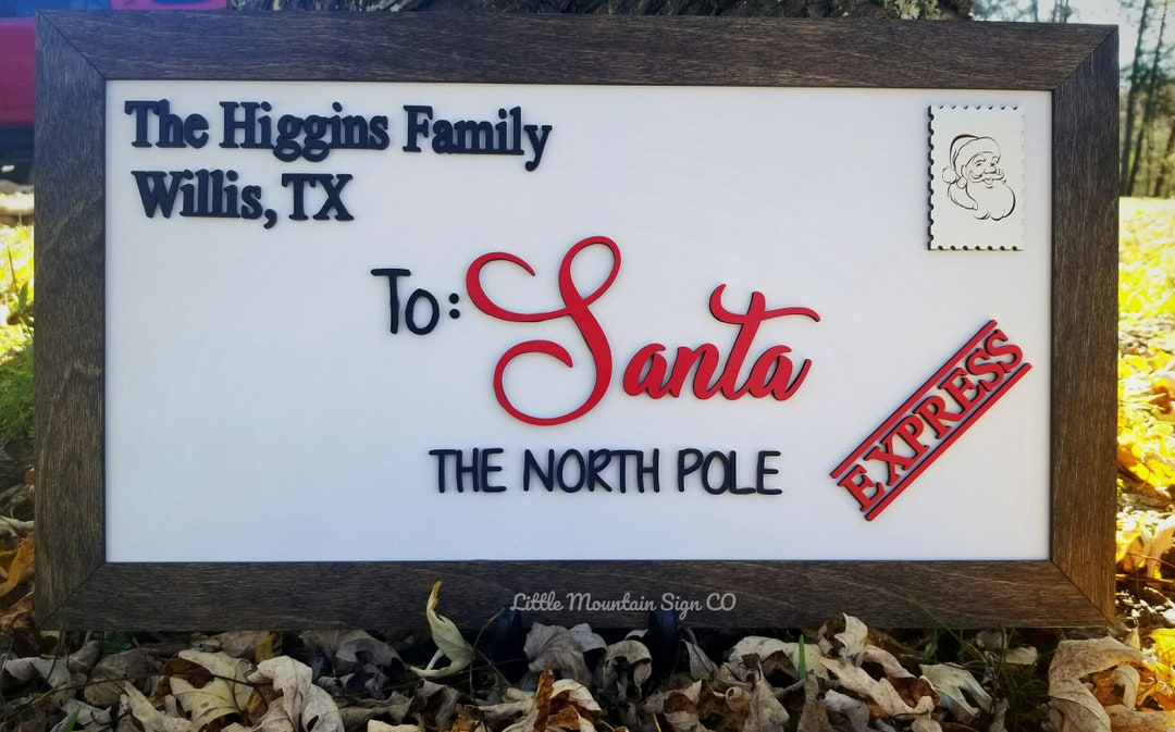 Personalized Letter to Santa Claus Sign, North Pole Sign, 3D Family ...