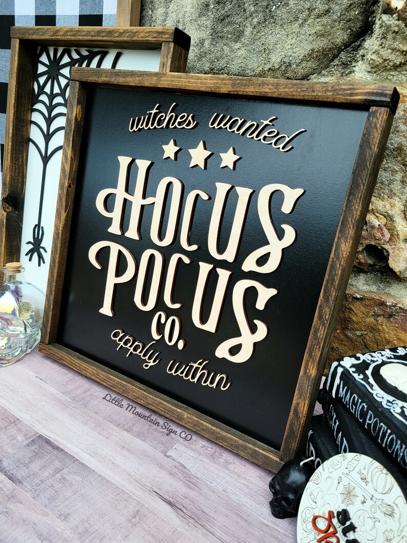 Hocus Pocus Co. Sign Witches Wanted Apply Within 3D - Etsy